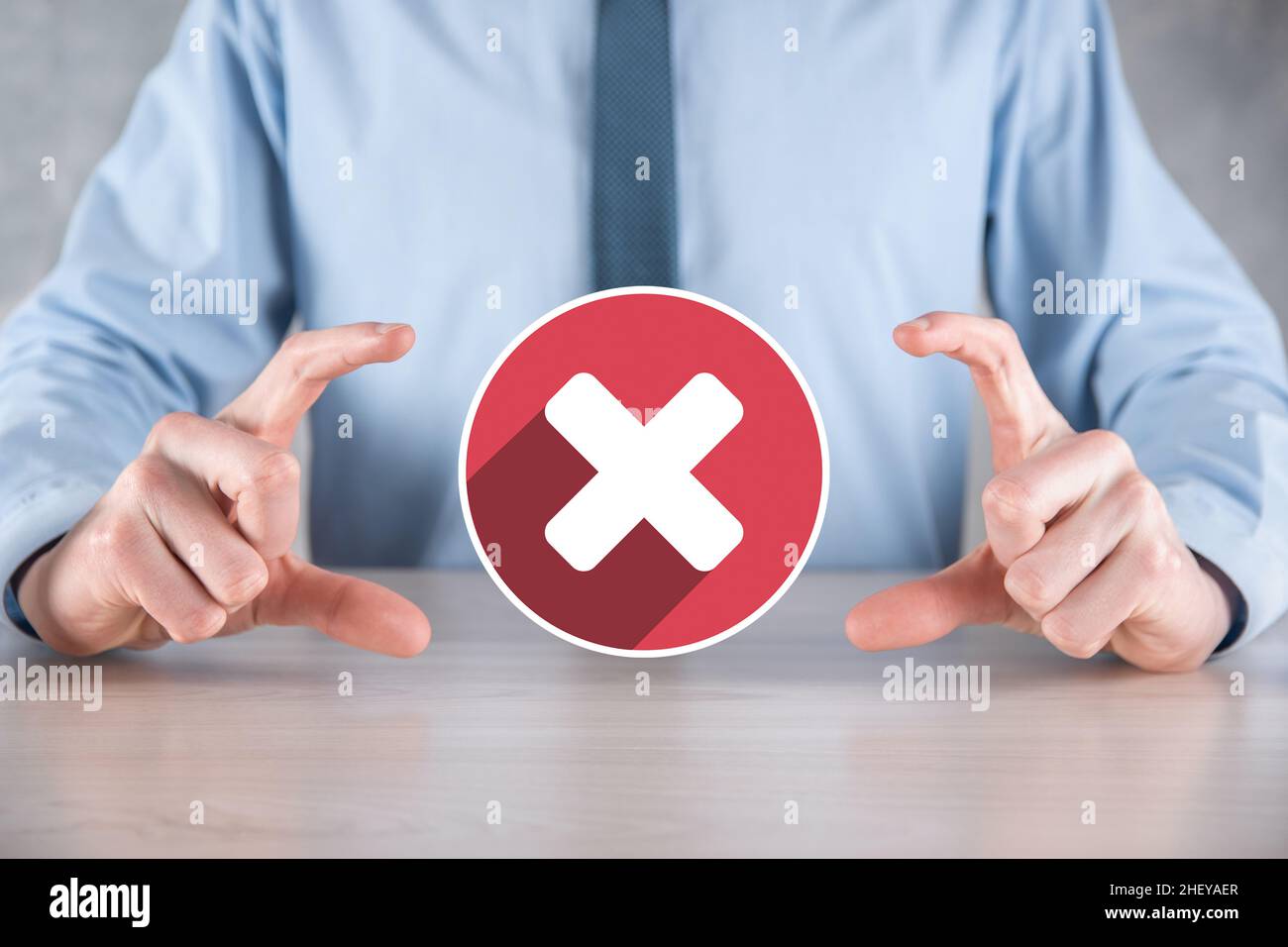 Hand holds icon,cancellation symbol,cancel icon.Cross mark flat red ...