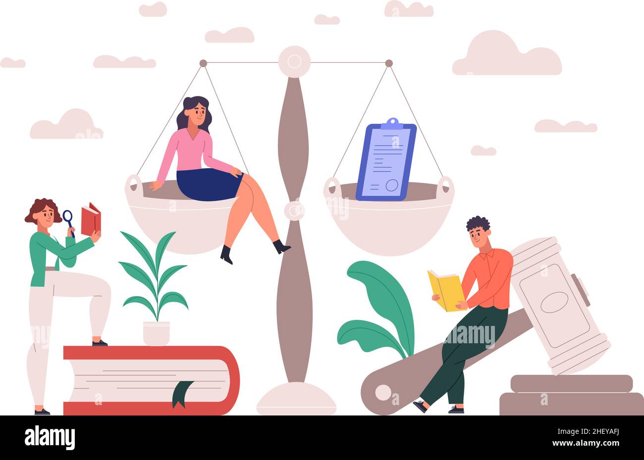 Lawyers, law firm workers justice scales metaphor concept. Legal lawyer ...