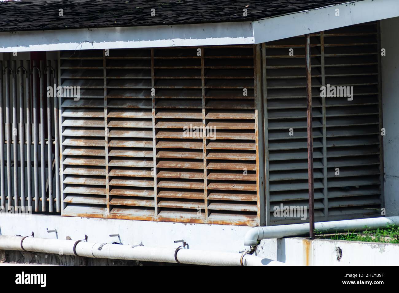 Generator room with rustic iron air ventilation with the roof Stock ...