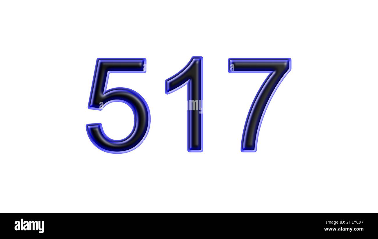 blue 517 number 3d effect white background Stock Photo - Alamy