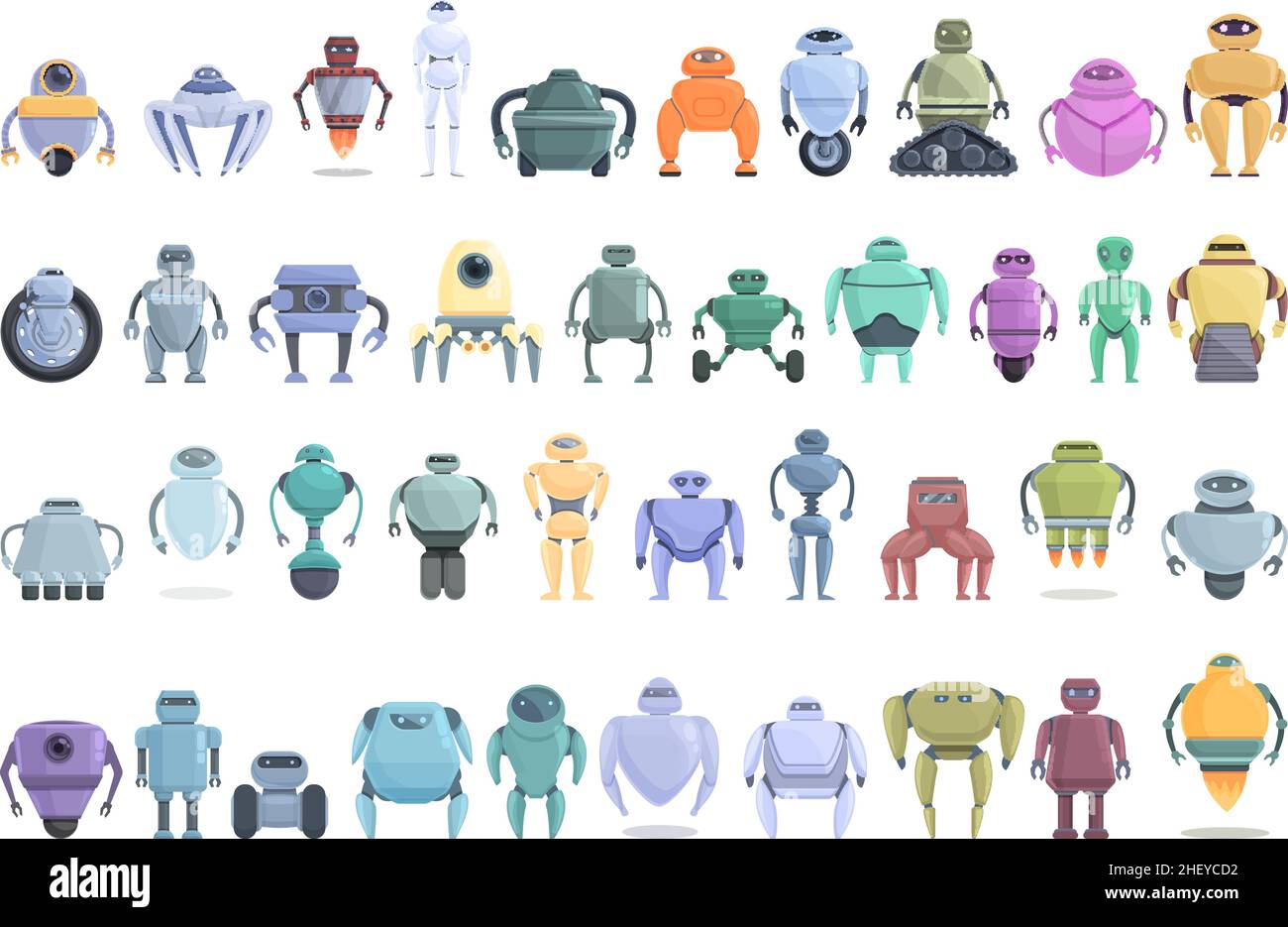 Robotics icons set cartoon vector. Smart tech. Industry bot Stock ...