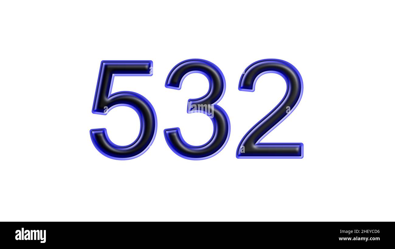 blue 532 number 3d effect white background Stock Photo - Alamy
