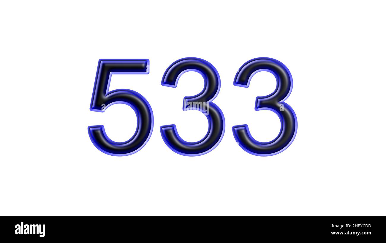 blue 533 number 3d effect white background Stock Photo - Alamy