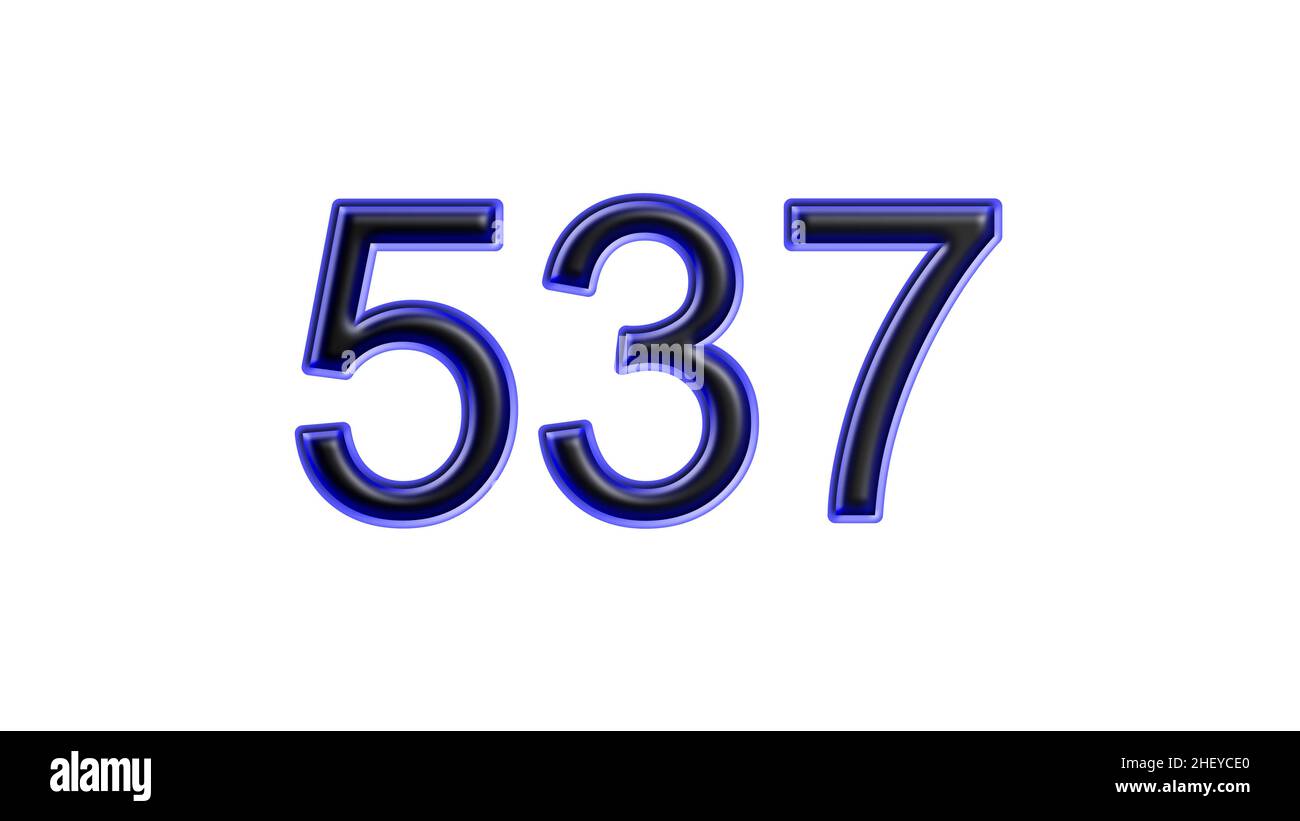 blue 537 number 3d effect white background Stock Photo - Alamy