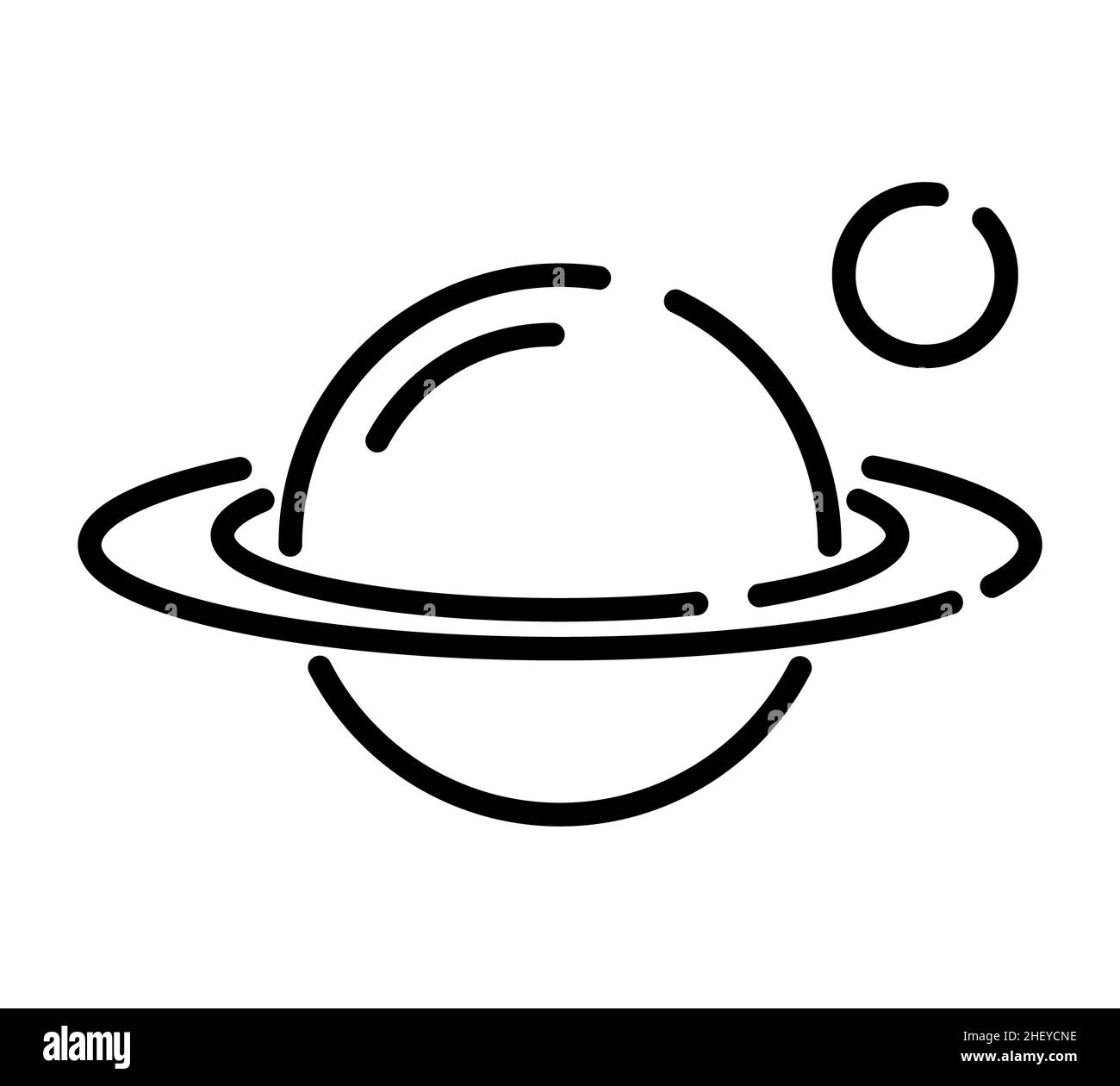 Saturn planet flat icon. Pictogram for web. Line stroke. Isolated on ...