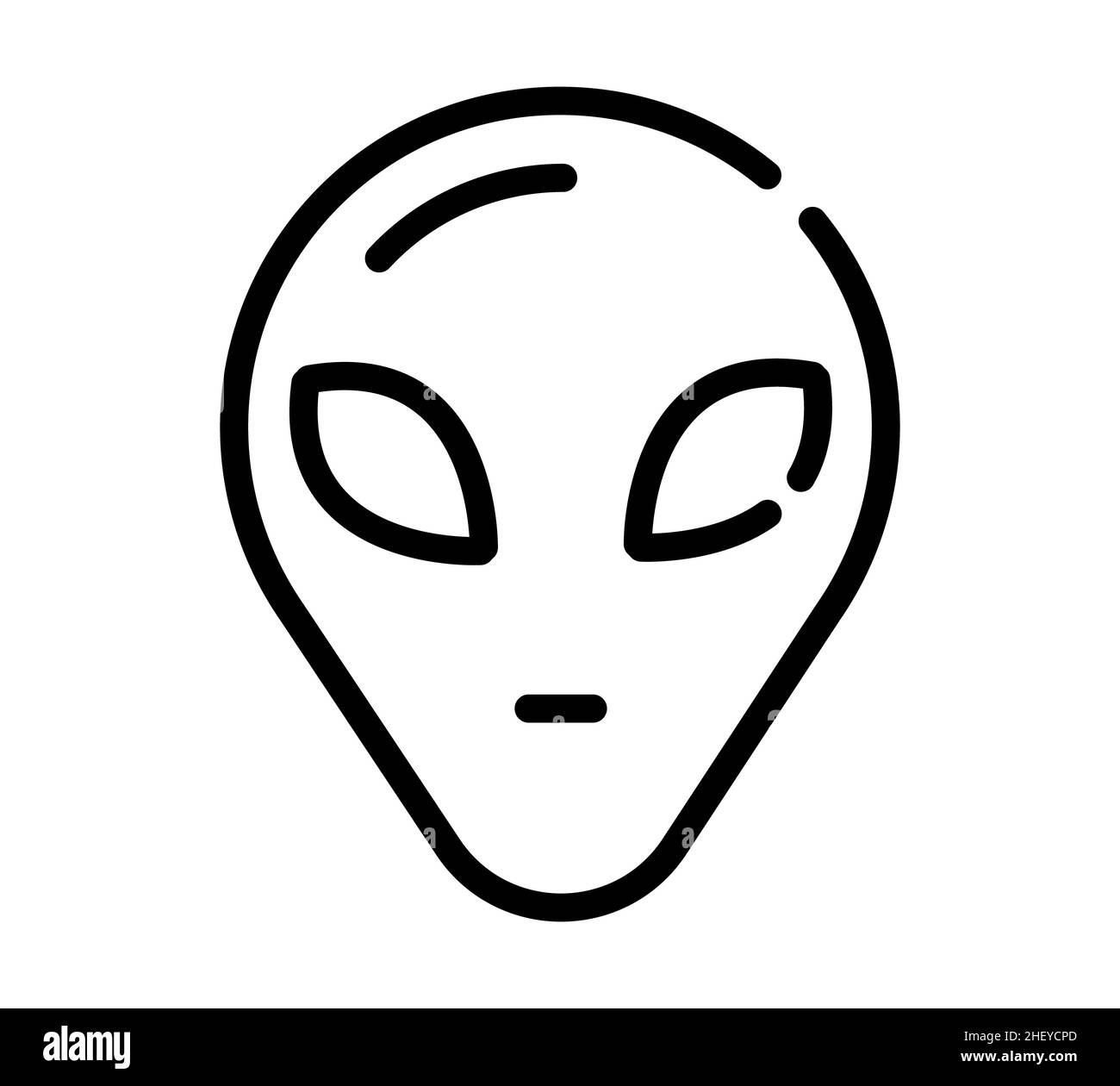 Alien head flat icon. Pictogram for web. Line stroke. Monster face ...