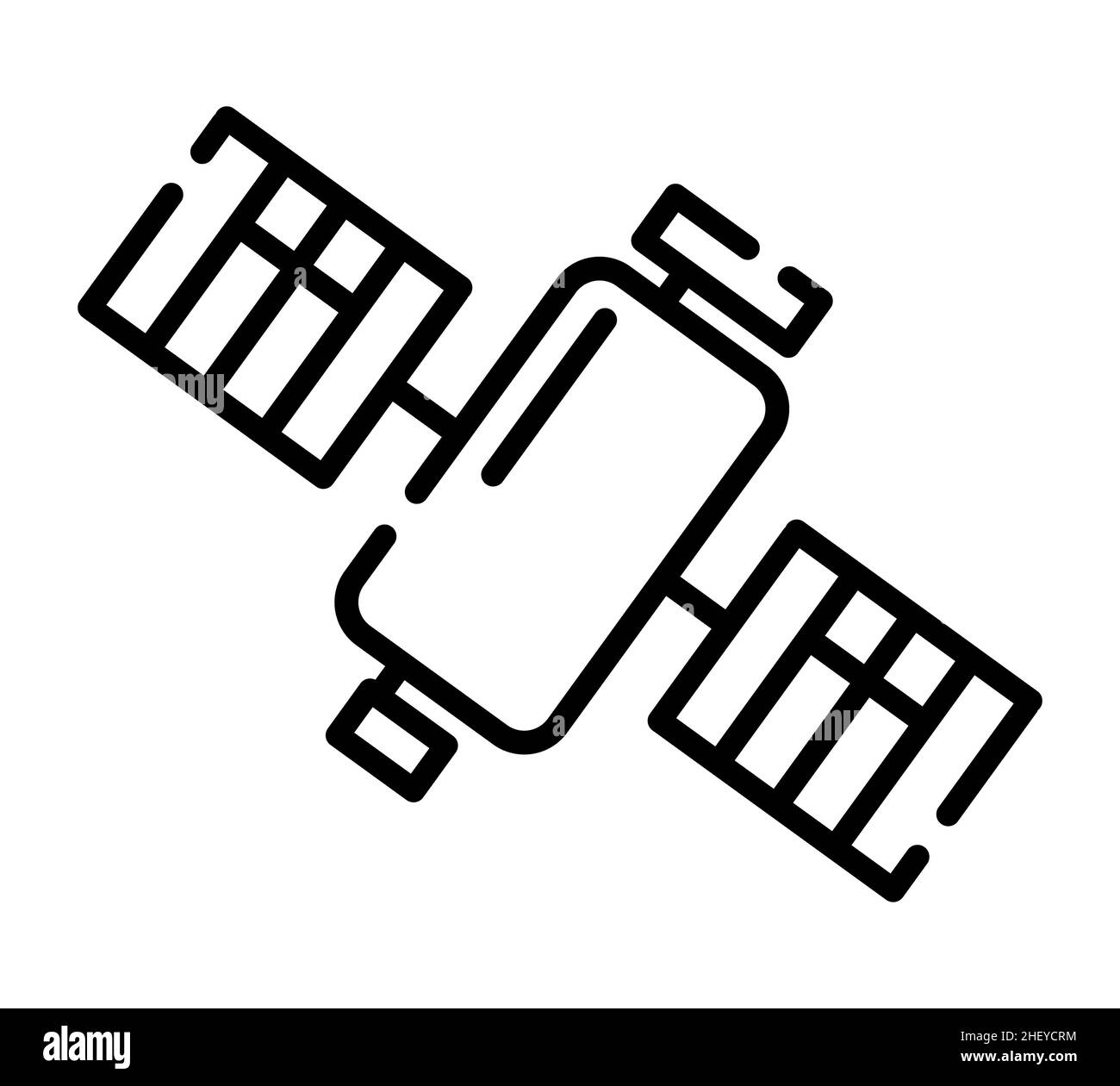 Space satellite flat icon. Pictogram for web. Line stroke. Isolated on ...