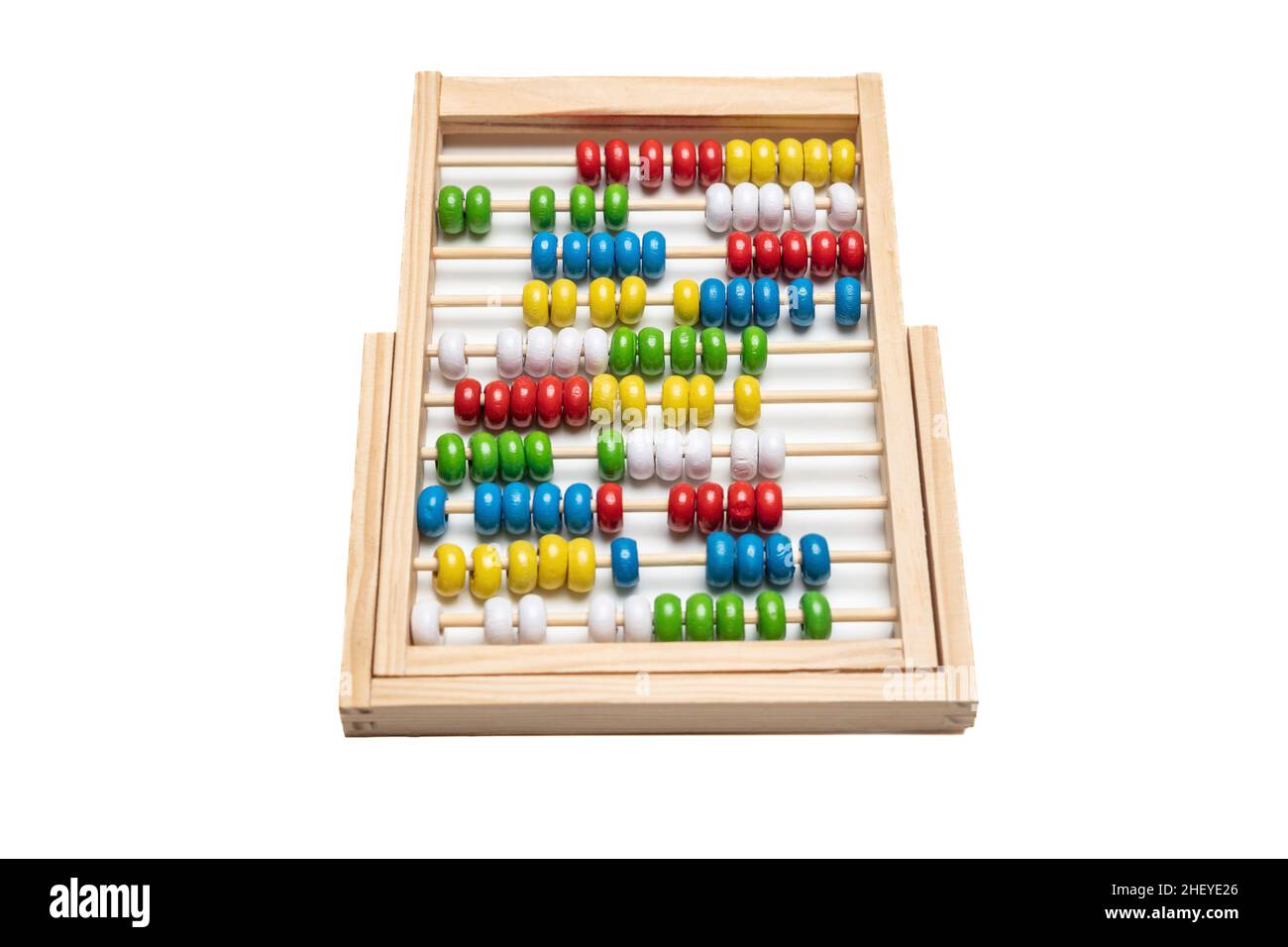 School abacus with colorful beads isolated and cut out on white color ...