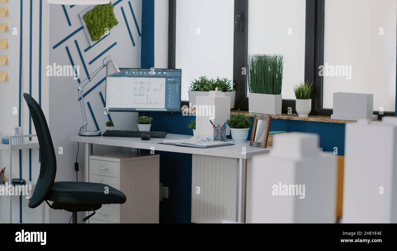 Close up of building model and maquette to design construction plan on ...