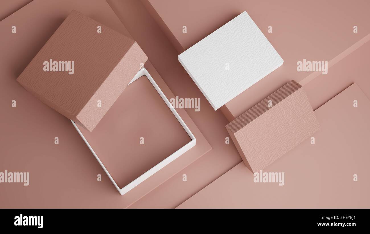 Empty pink name card box on pink background. name card, business card ...