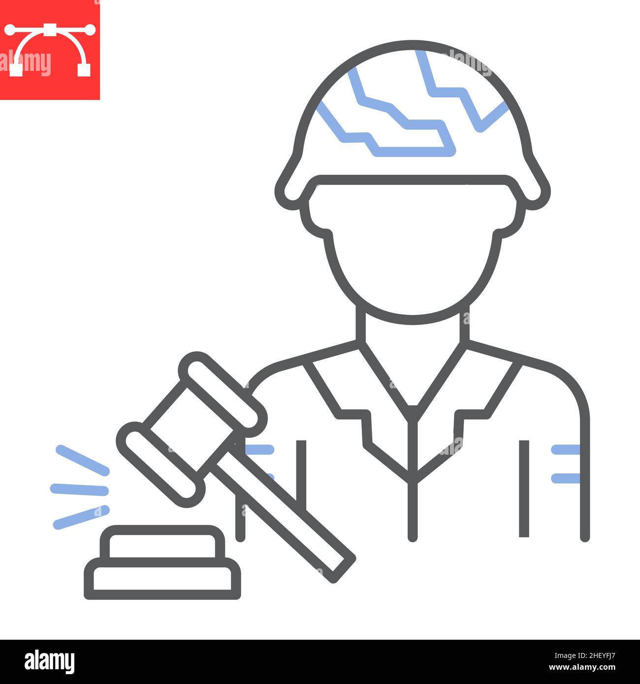 Military law line icon, judge and army, soldier vector icon, vector ...