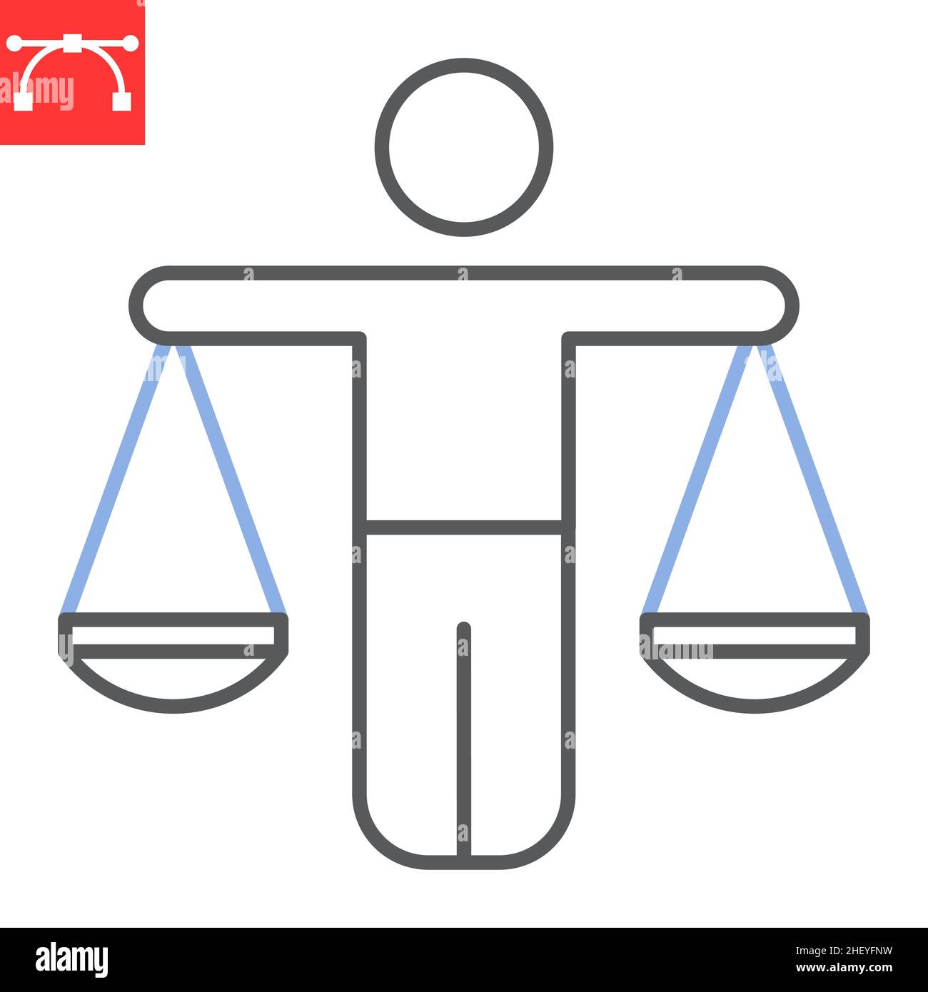 Human rights law line icon, freedom and tolerance, person holding scale ...
