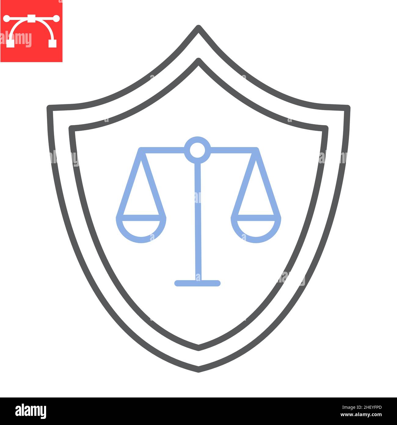 Insurance law line icon, protection and lawyer, shield and scale vector ...