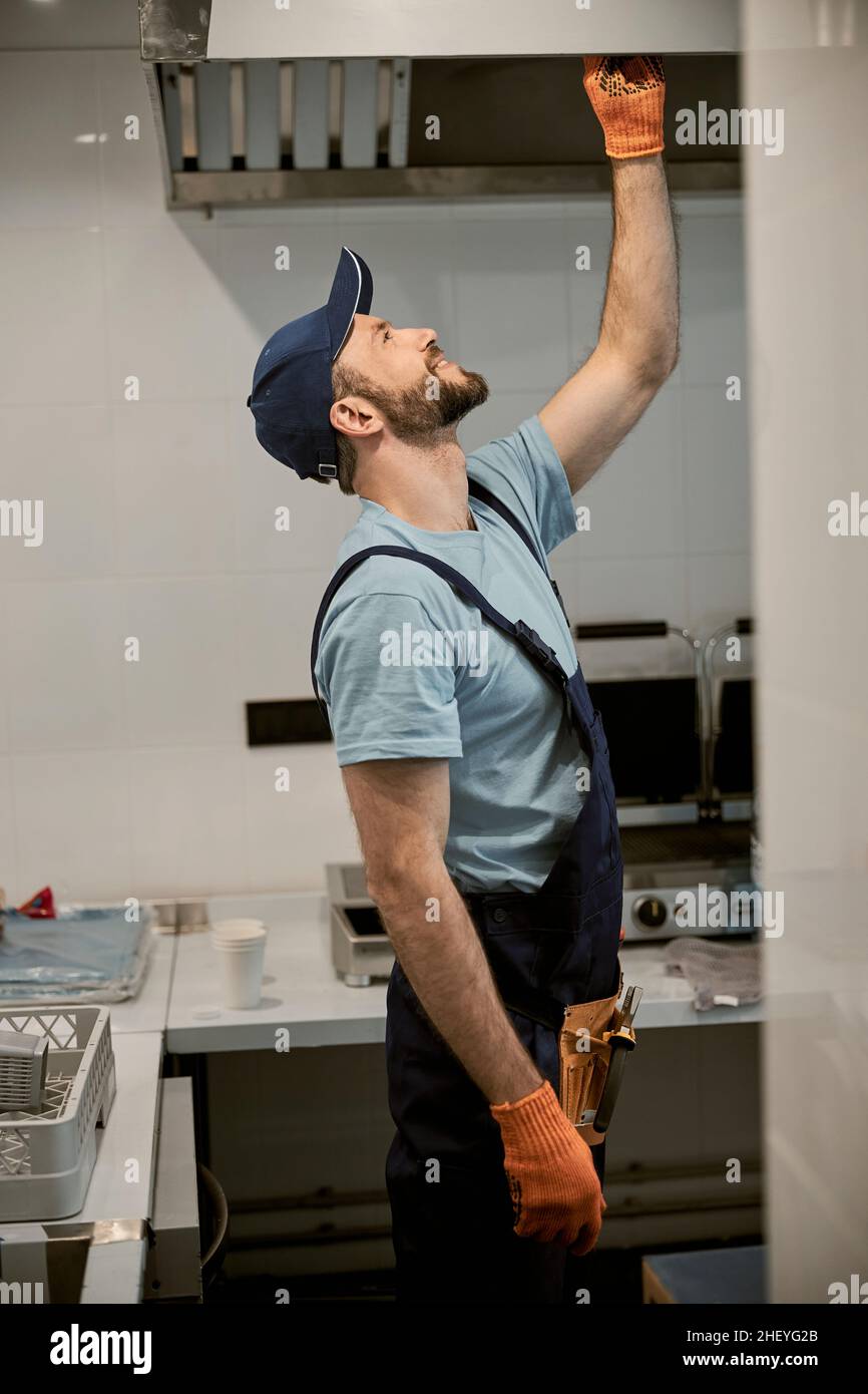 Checking ceiling construction worker hi-res stock photography and ...