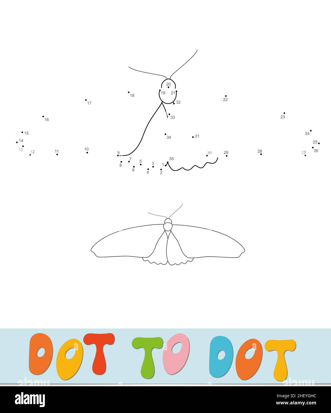 Butterfly Dot to dot puzzle for children. Connect dots game Stock ...