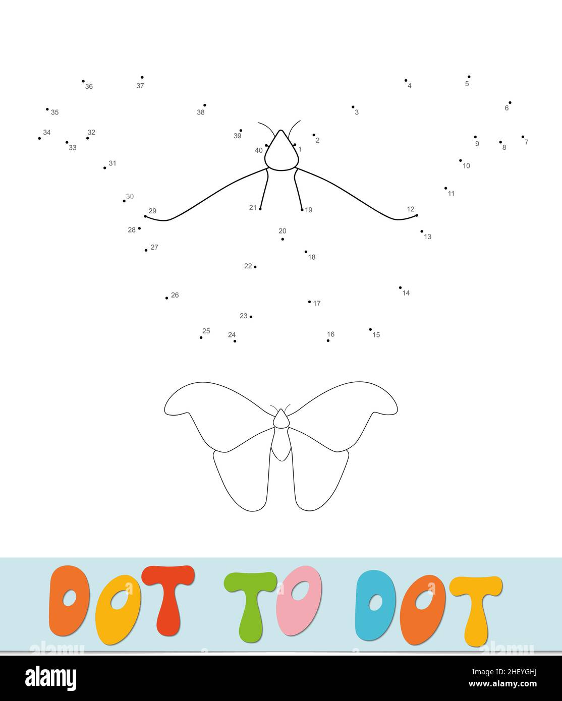 Butterfly Dot to dot puzzle for children. Connect dots game Stock ...
