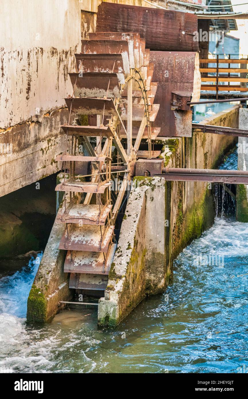 The awakening of spring among flowers, meadows and ancient mills Stock ...
