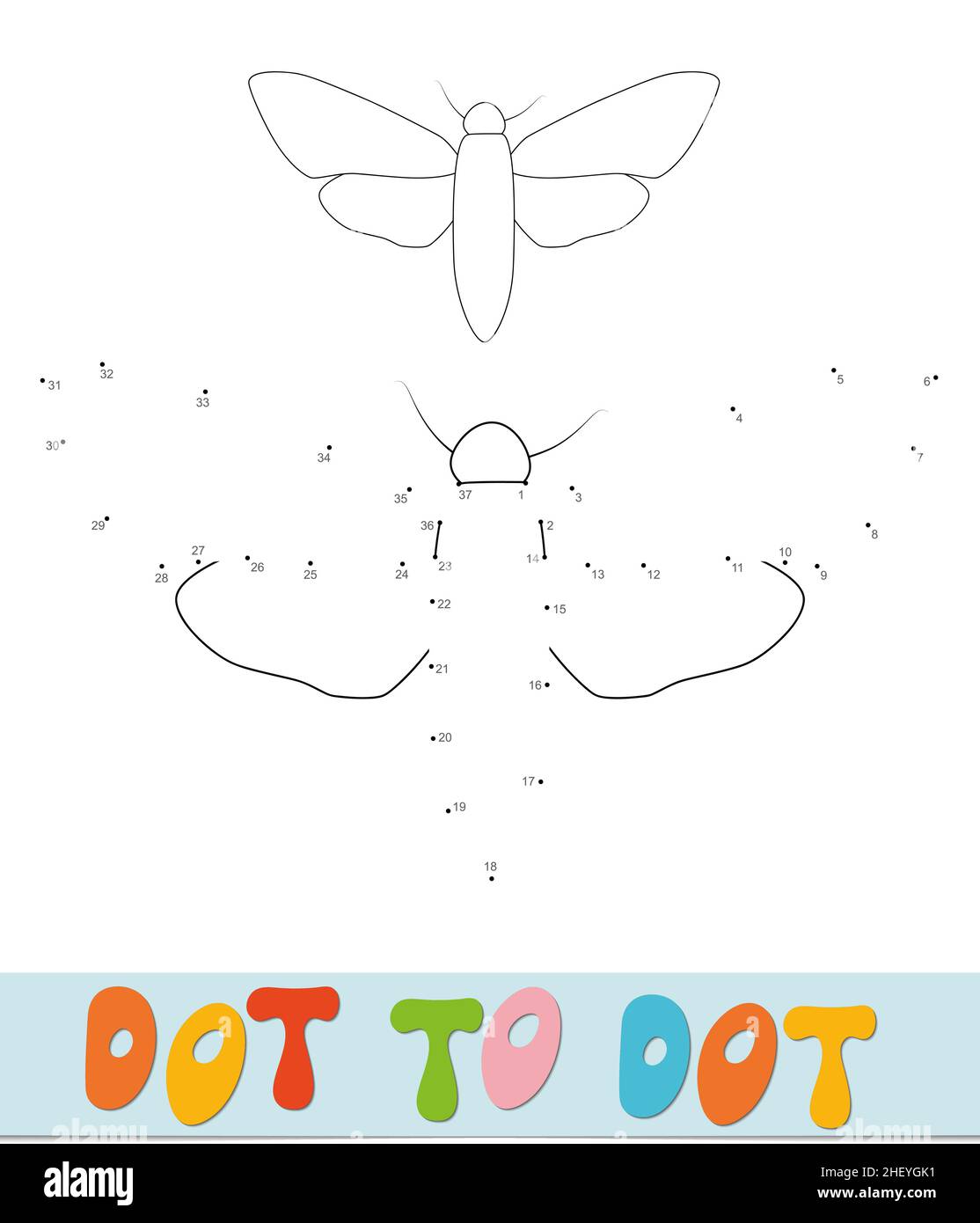 Butterfly Dot to dot puzzle for children. Connect dots game Stock ...