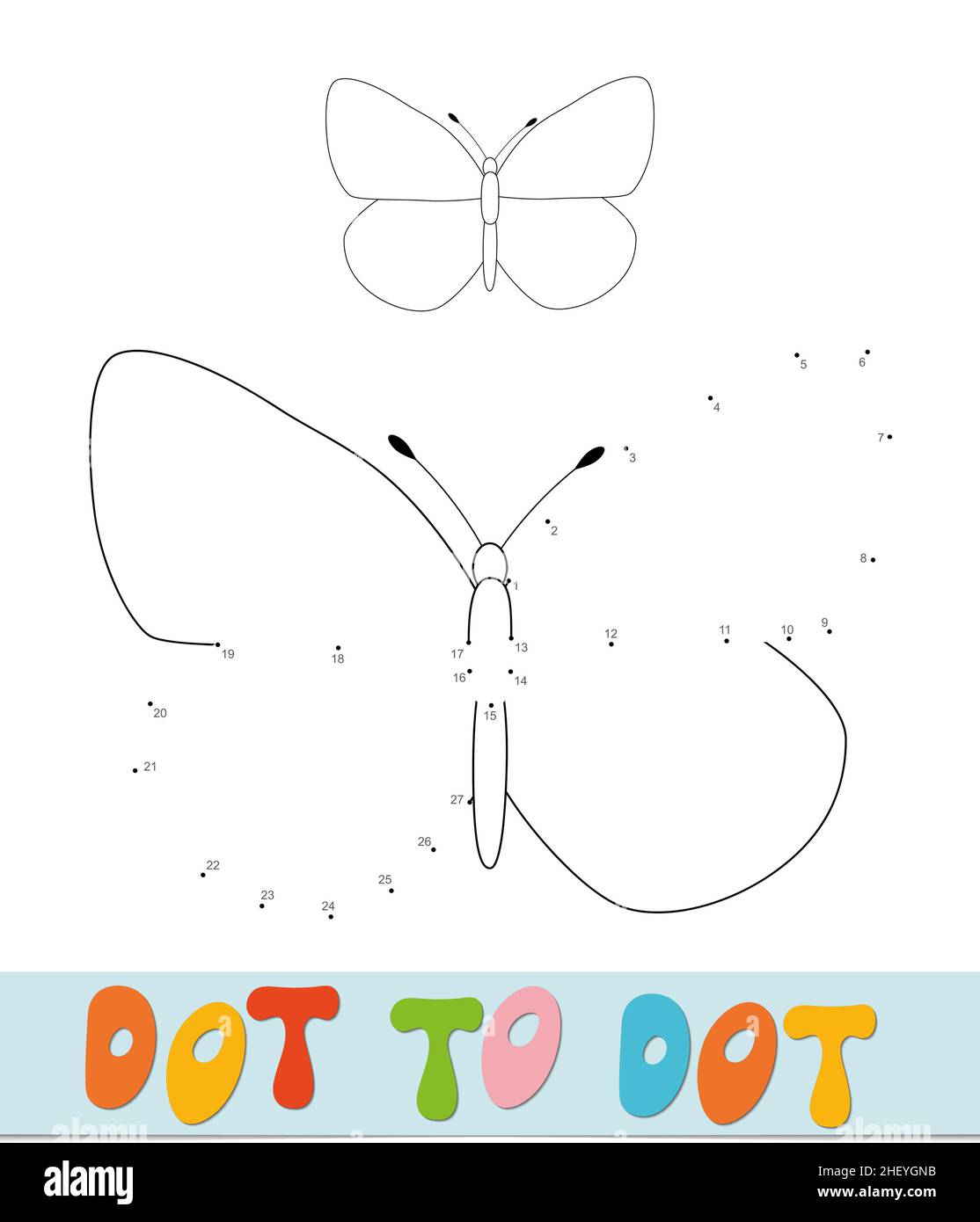 Butterfly Dot to dot puzzle for children. Connect dots game Stock ...