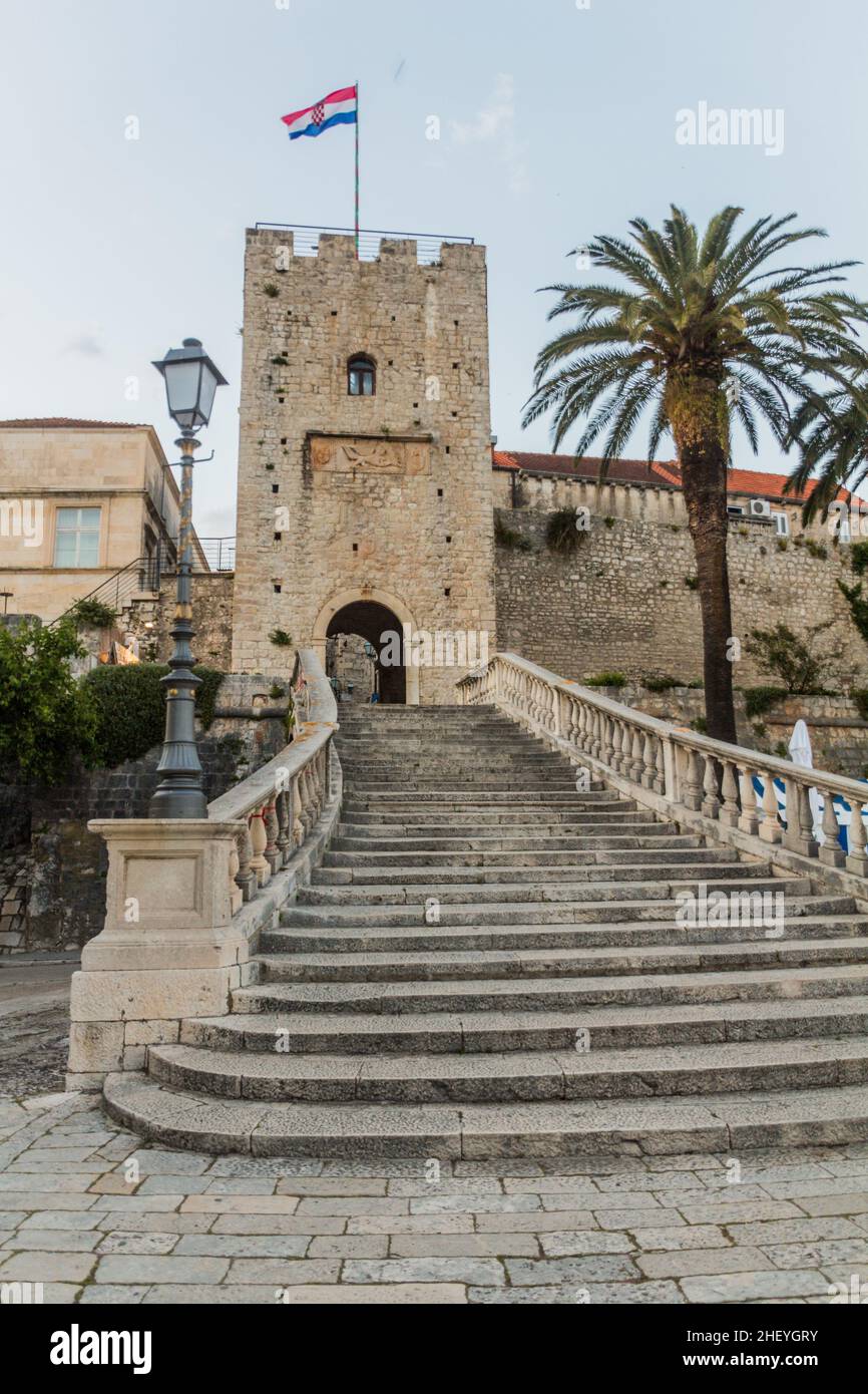 View of Korcula town gate, Croatia Stock Photo - Alamy
