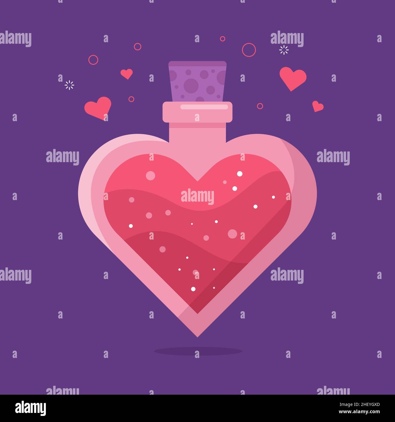 Flat design heart shaped love potion bottle Vector illustration Stock ...