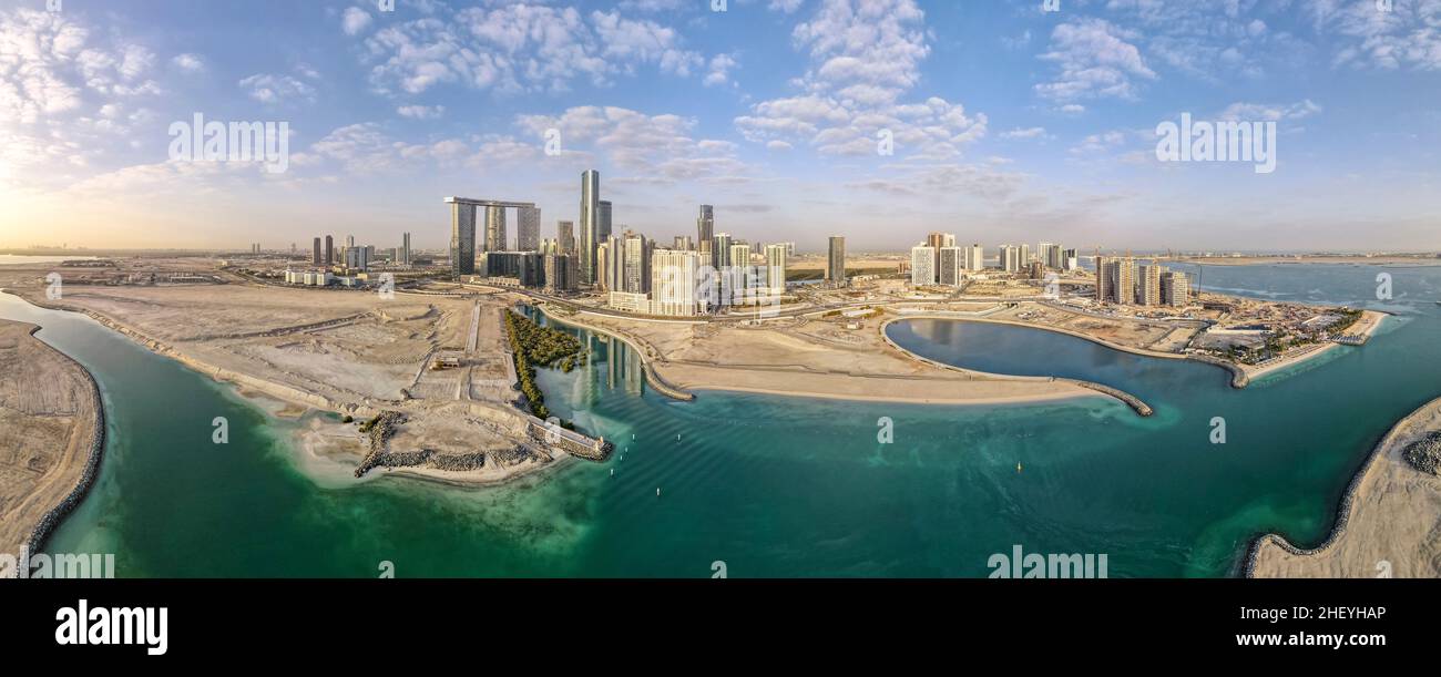 Aerial view on developing part of Al Reem island in Abu Dhabi on a ...