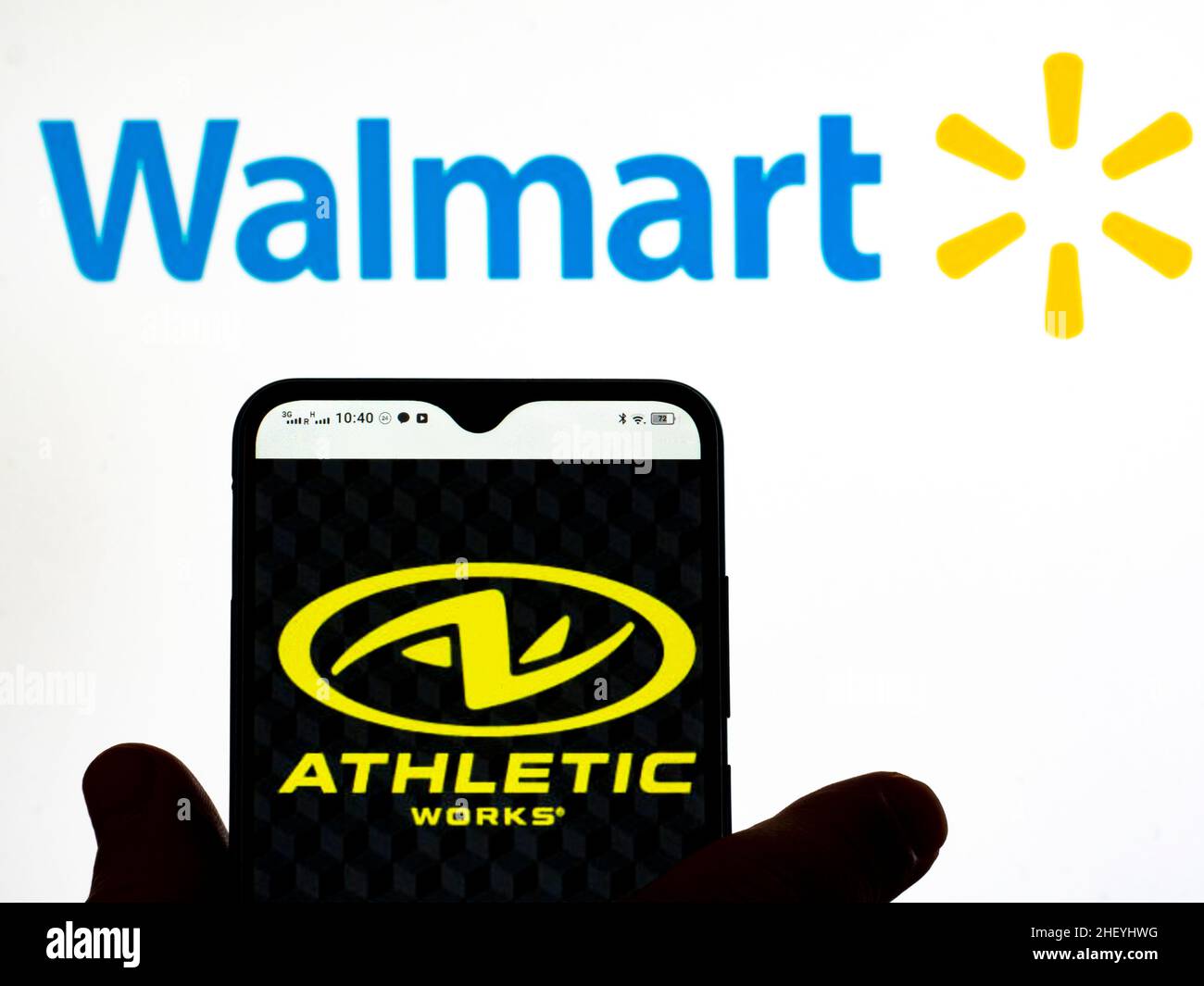 In this photo illustration, the Athletic Works brand by Walmart logo is ...
