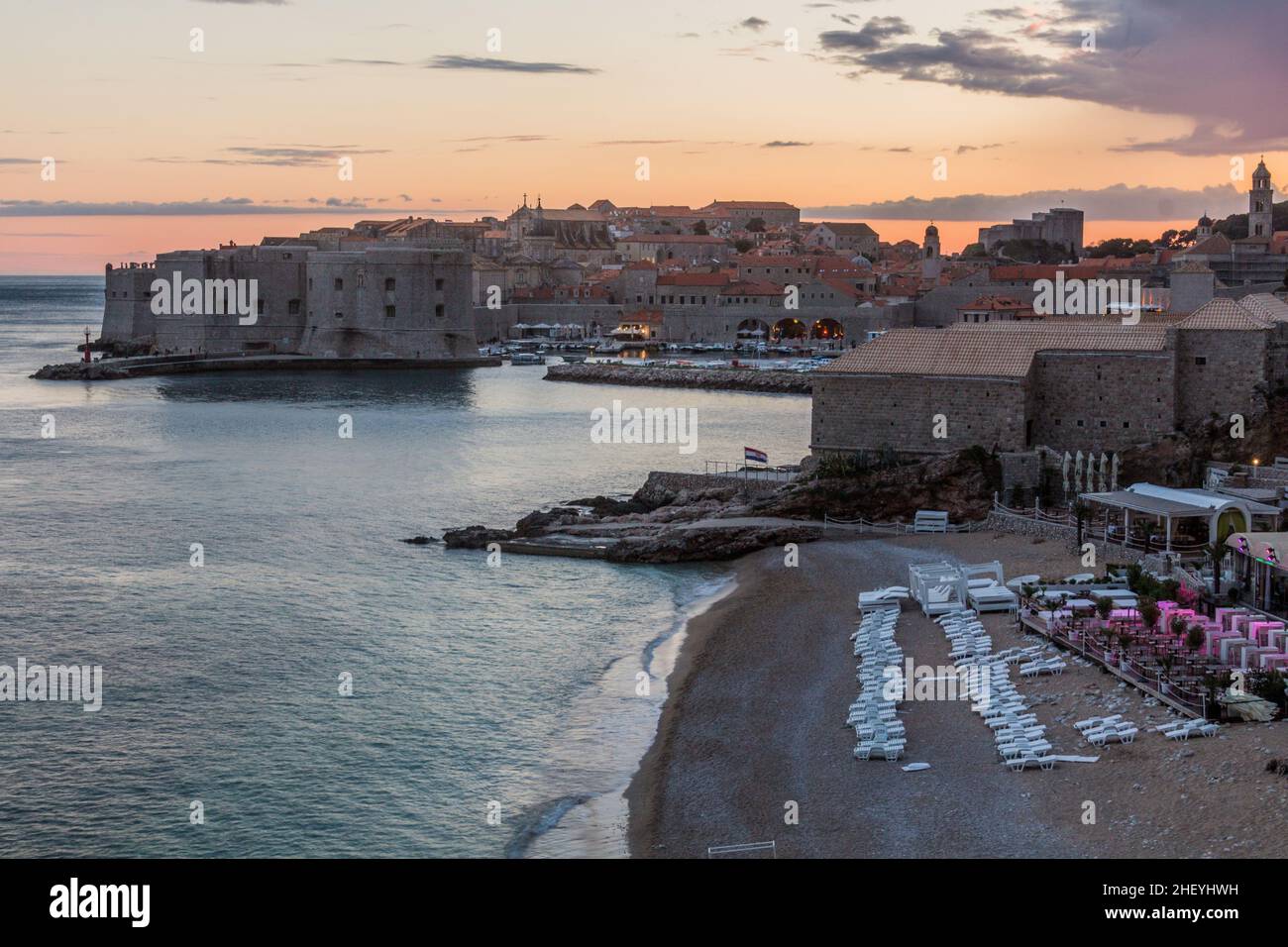Evening view of Banje beach in Dubrovnik, Croatia Stock Photo - Alamy