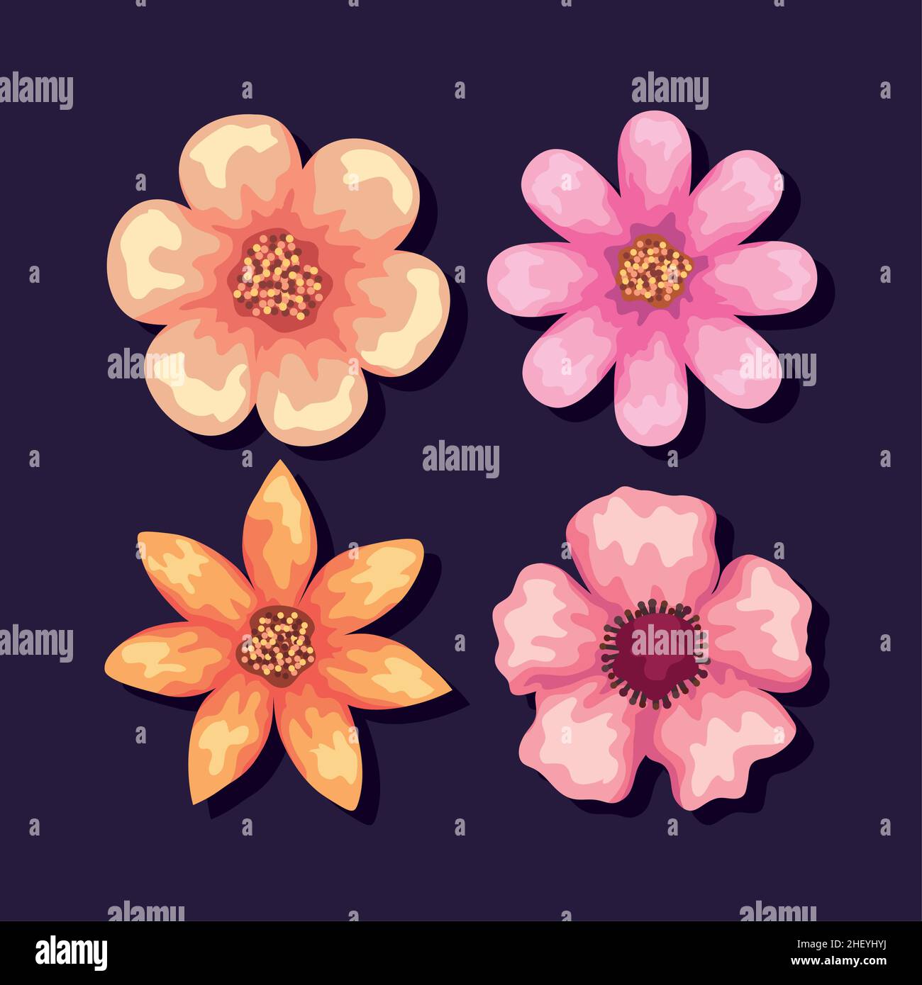four watercolor flowers Stock Vector Image & Art - Alamy