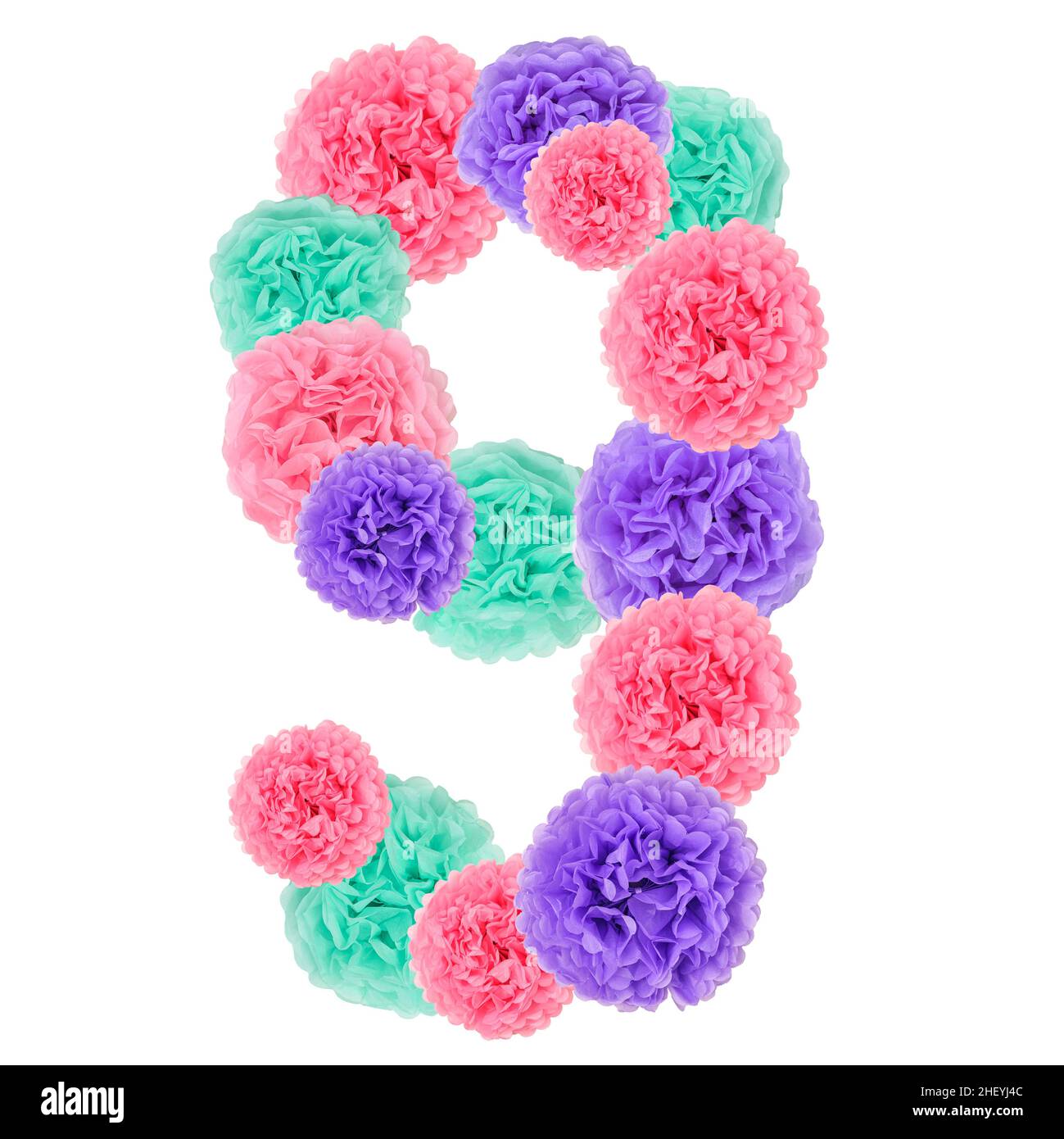 Number 9 from pastel paper flowers Stock Photo - Alamy