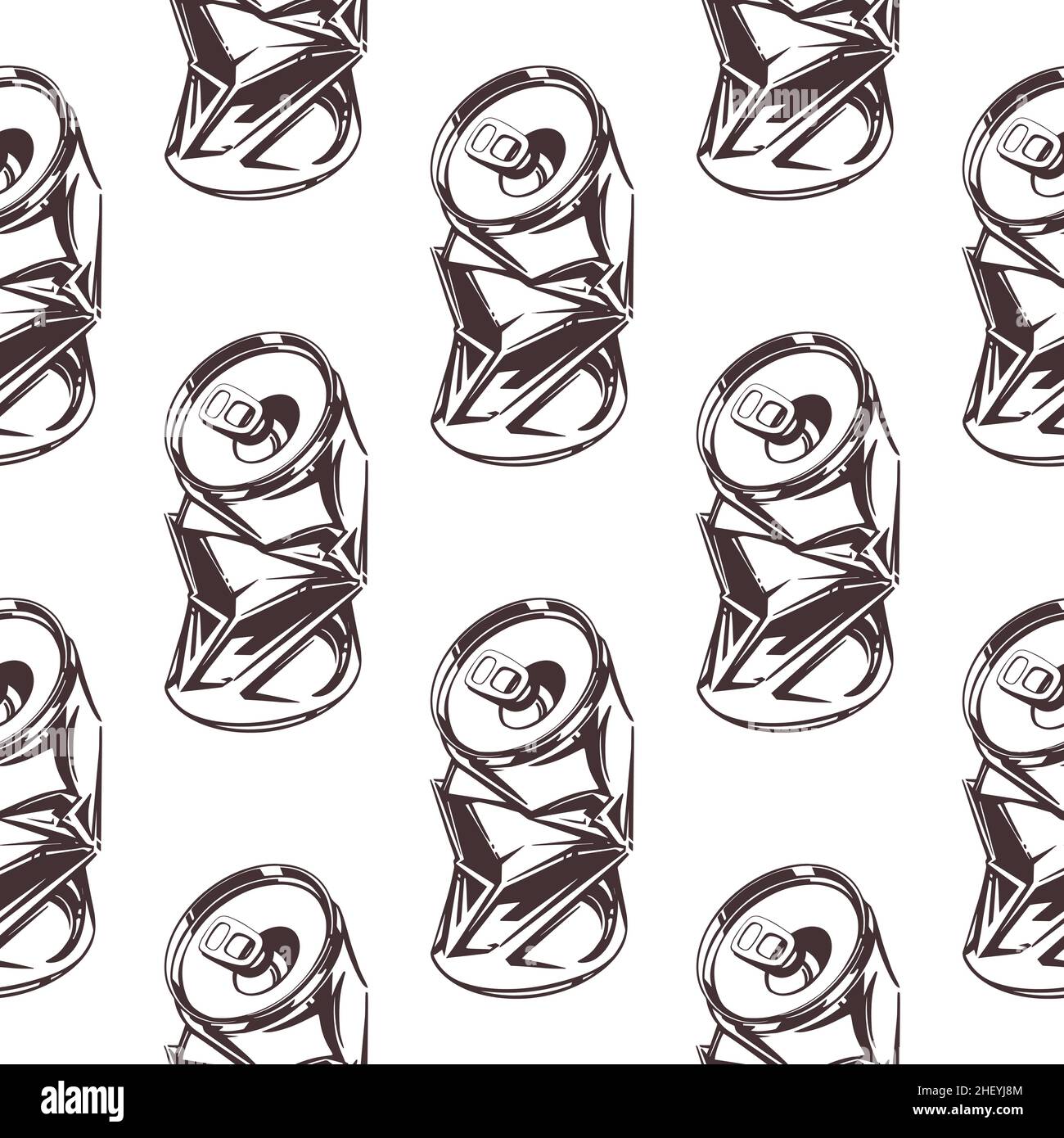 Black and white pattern of crumpled empty soda cans for print and ...
