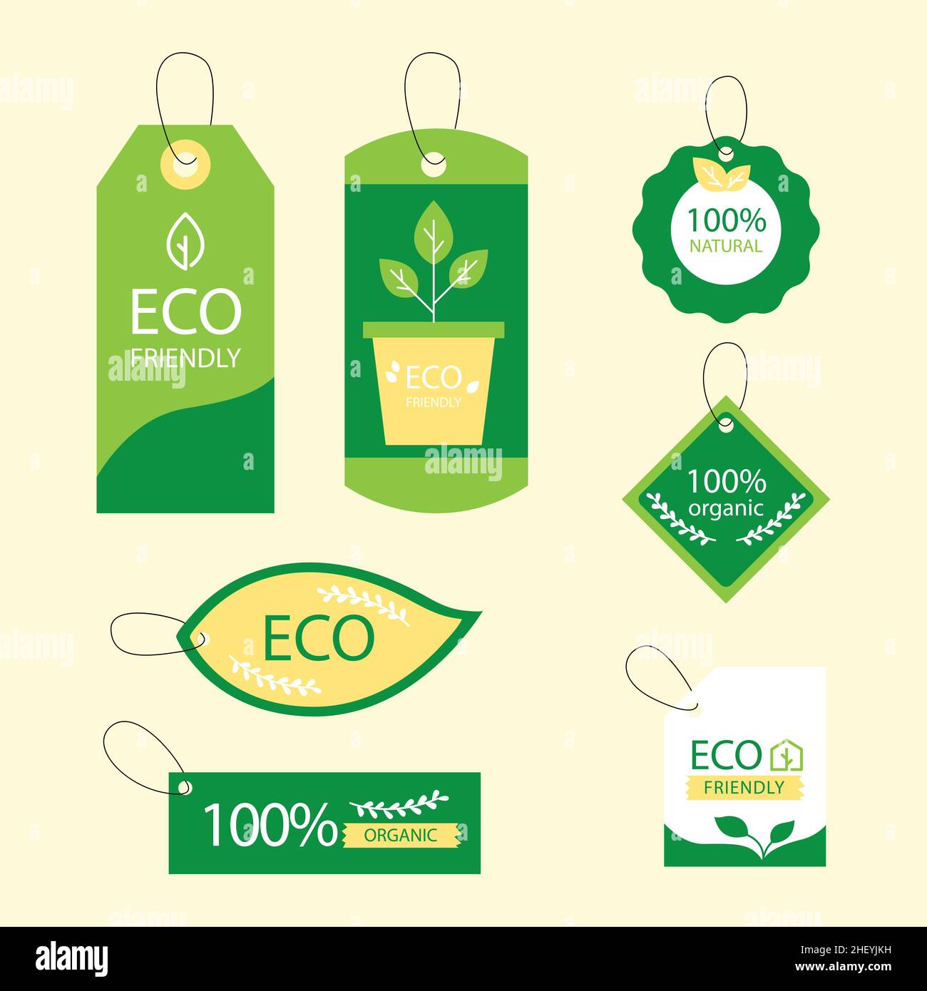 Flat design ecology label set Vector illustration Stock Vector Image ...
