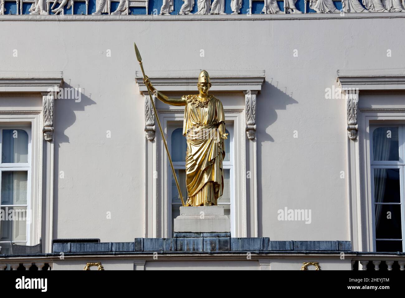 Statue of Athena on the Athenaeum club on Waterloo Place, St James’s ...