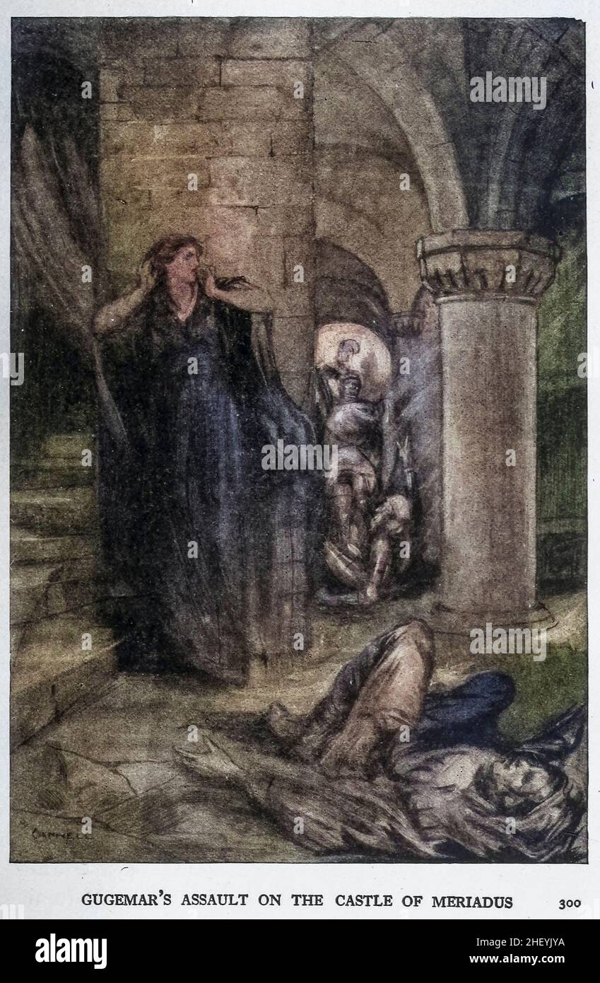 GUGEMAR'S ASSAULT ON THE CASTLE OF MERIADUS from The Lay of Gugemar in ...
