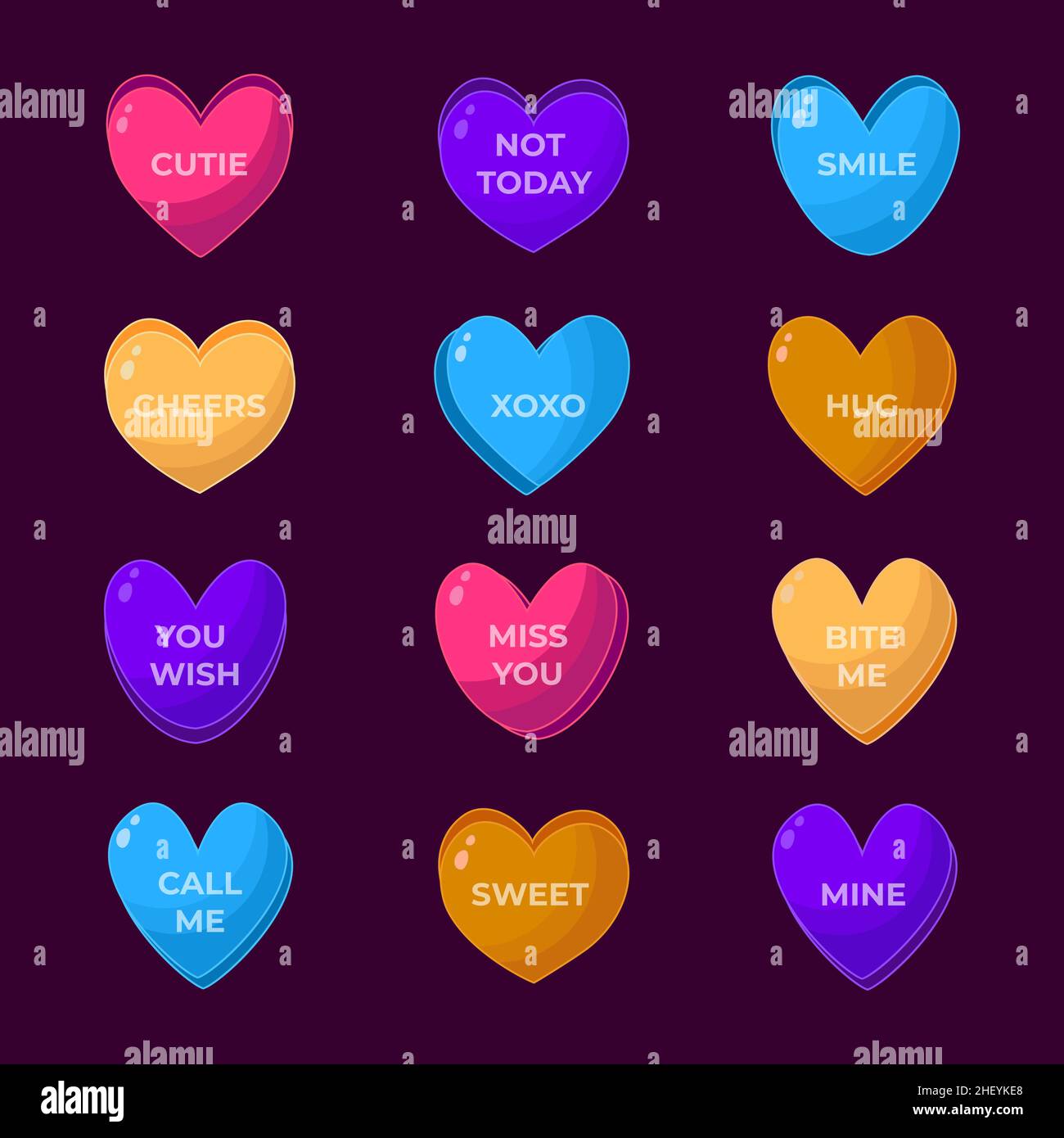 Hand drawn flat design conversation hearts set Vector illustration ...