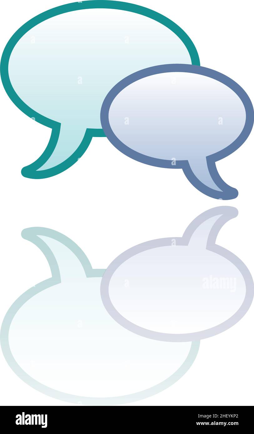 Color icon with reflection on the ground of two speech bubbles Stock ...