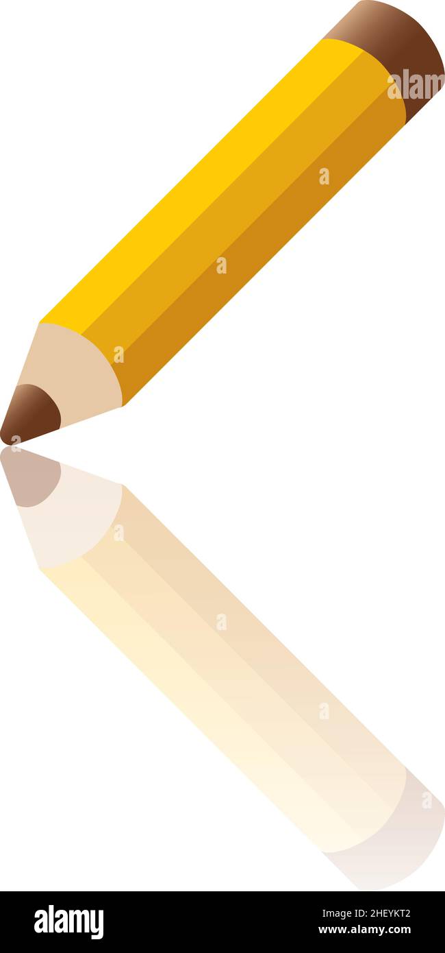 Color icon with reflection on the ground of a pencil Stock Vector Image ...