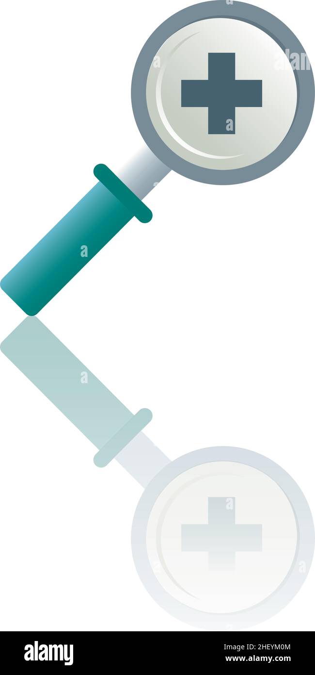 Color icon with reflection on the floor of a magnifying glass with the ...