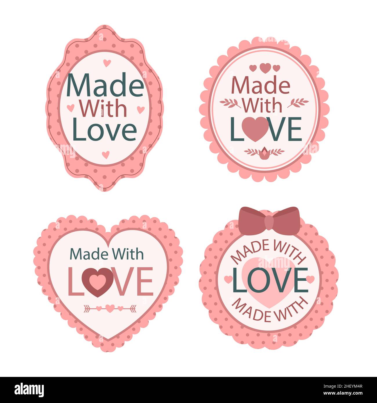 Hand drawn made with love badges Vector illustration Stock Vector Image ...