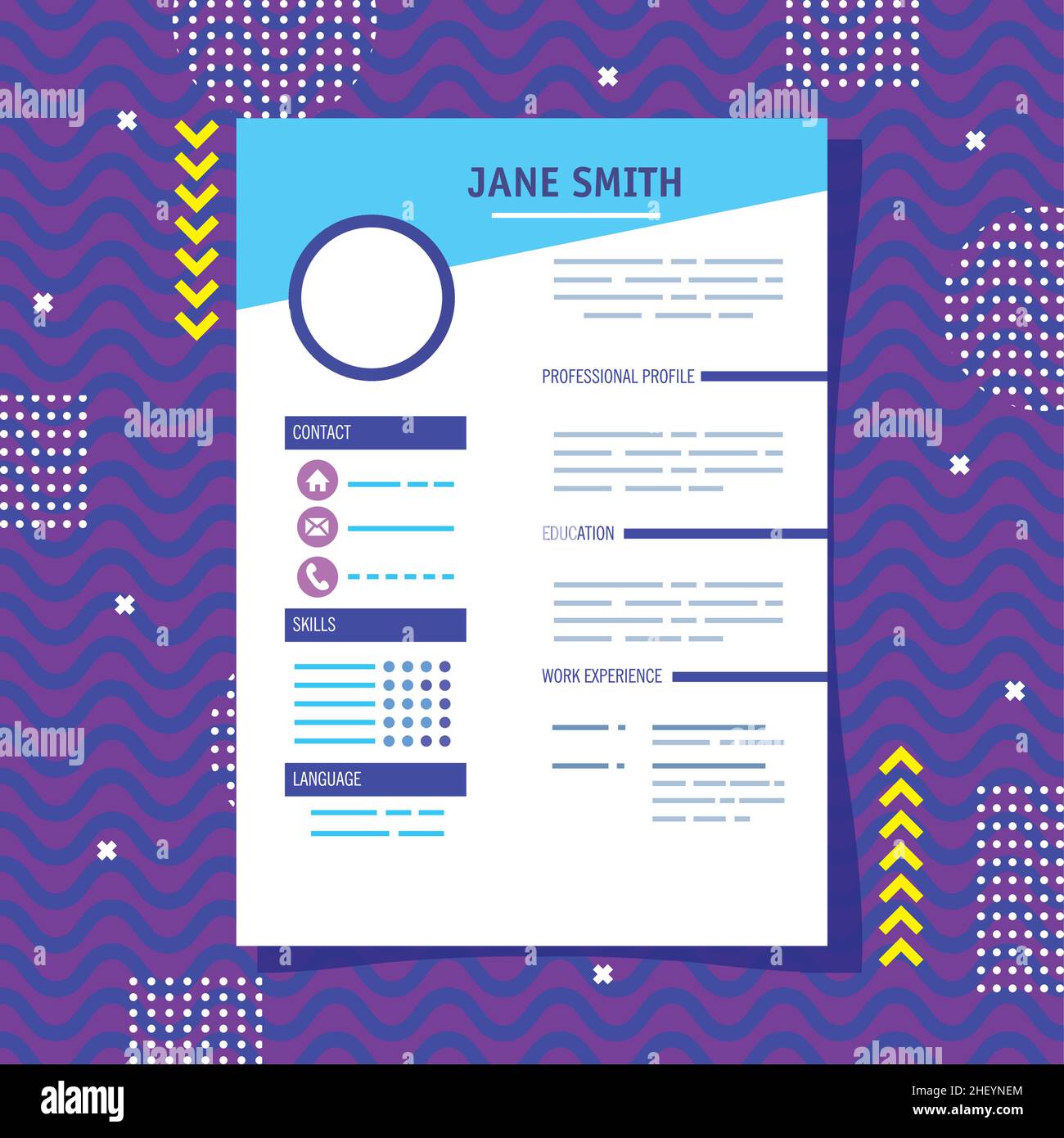 blue cv template Stock Vector Image & Art - Alamy