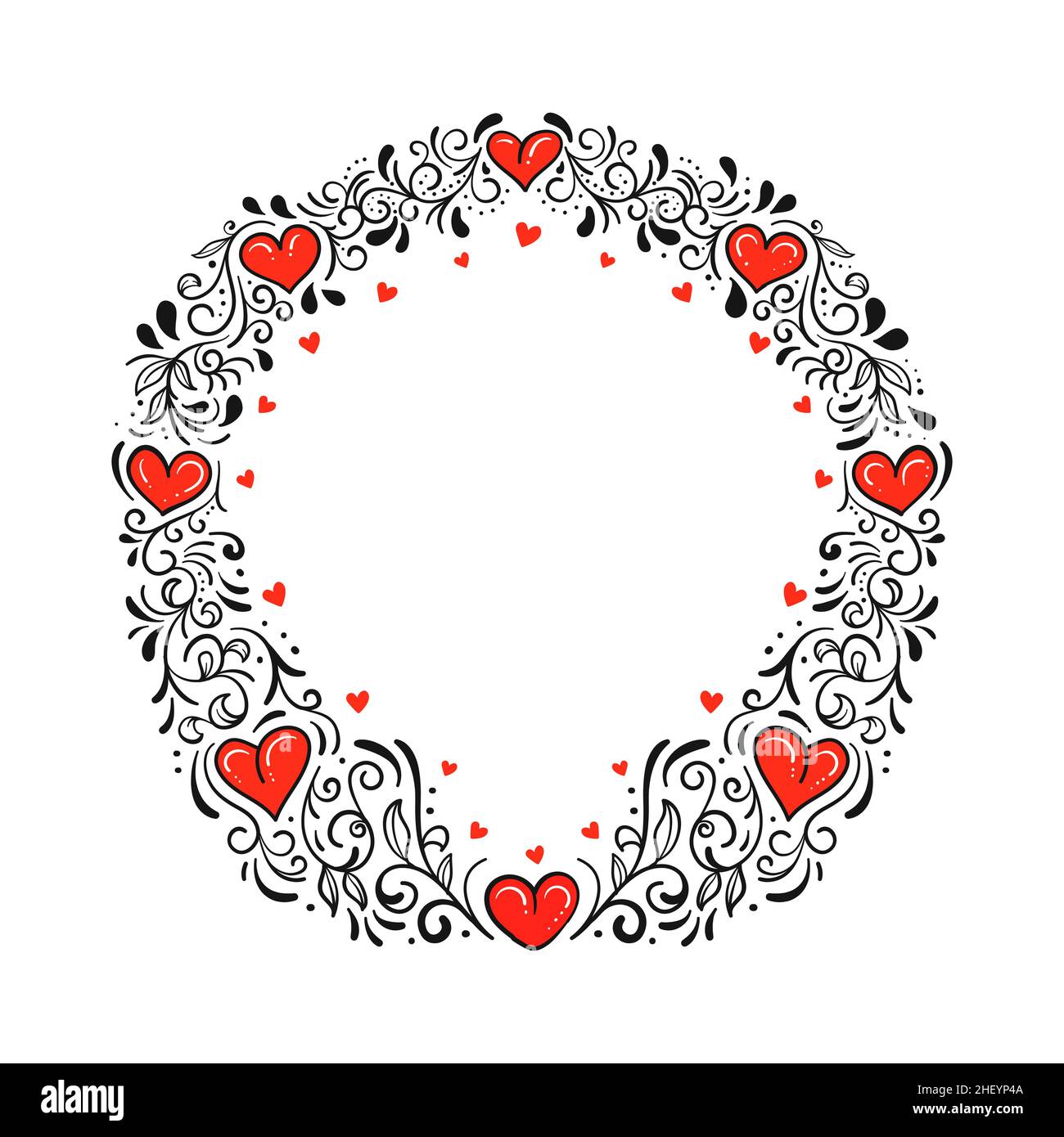 Hand drawn hearts border and frame Vector illustration Stock Vector ...