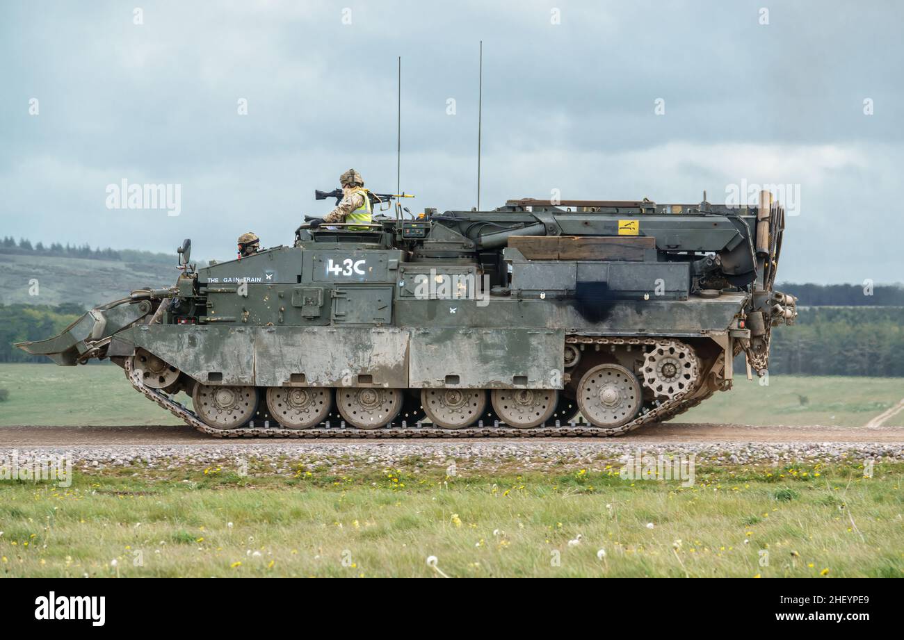 close up of a British Army Challenger 2 Tank Armored Repair and ...