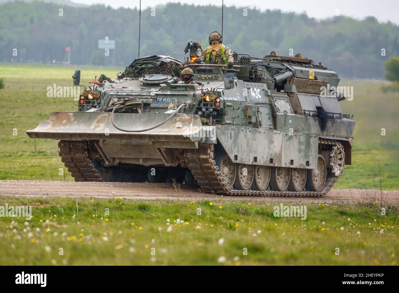 close up of a British Army Challenger 2 Tank Armored Repair and ...
