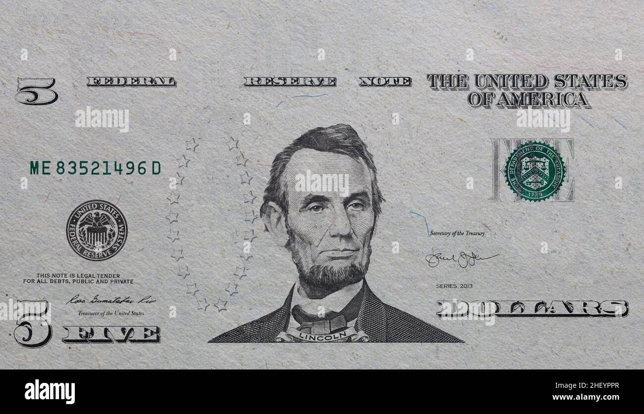 5 u s bank note hi-res stock photography and images - Alamy