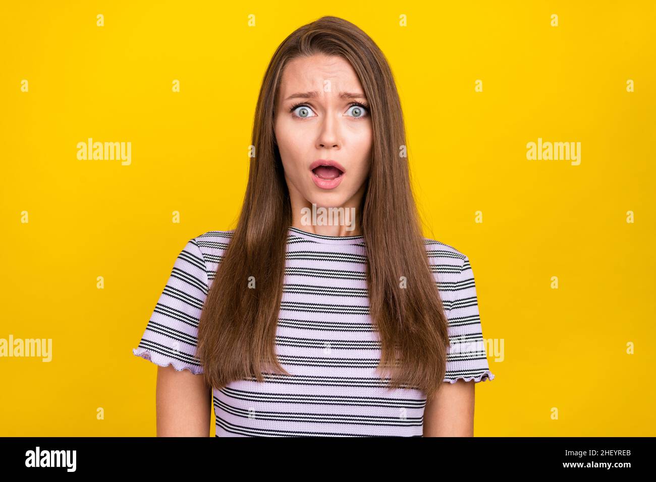 Photo of unhappy doubtful amazed shocked young woman fake news reaction ...