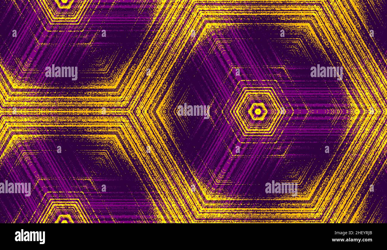 Seamless abstract hexagonal textured pattern in violet and yellow ...