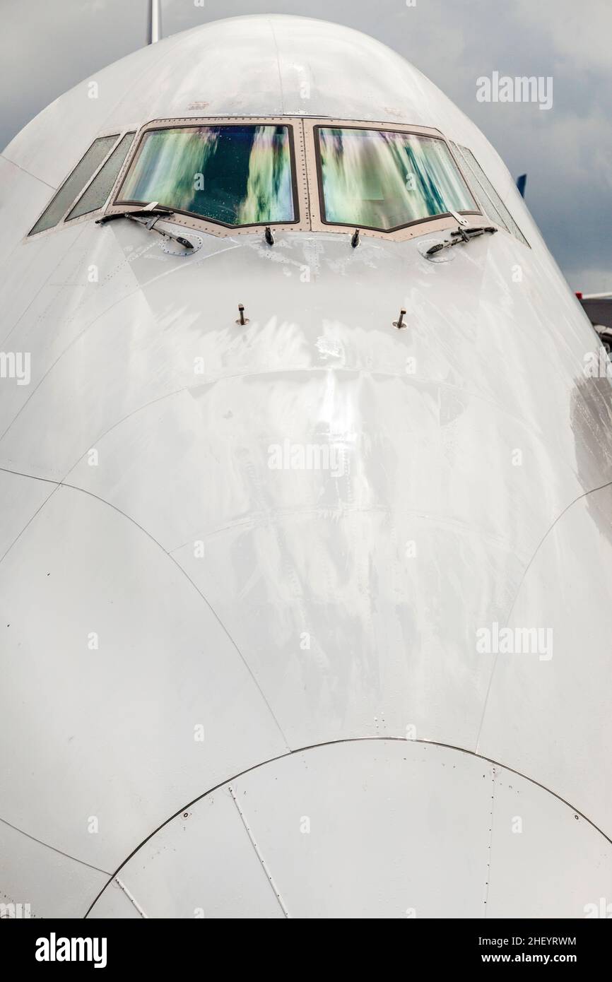 detail of aircraft nose with cockpit window Stock Photo - Alamy