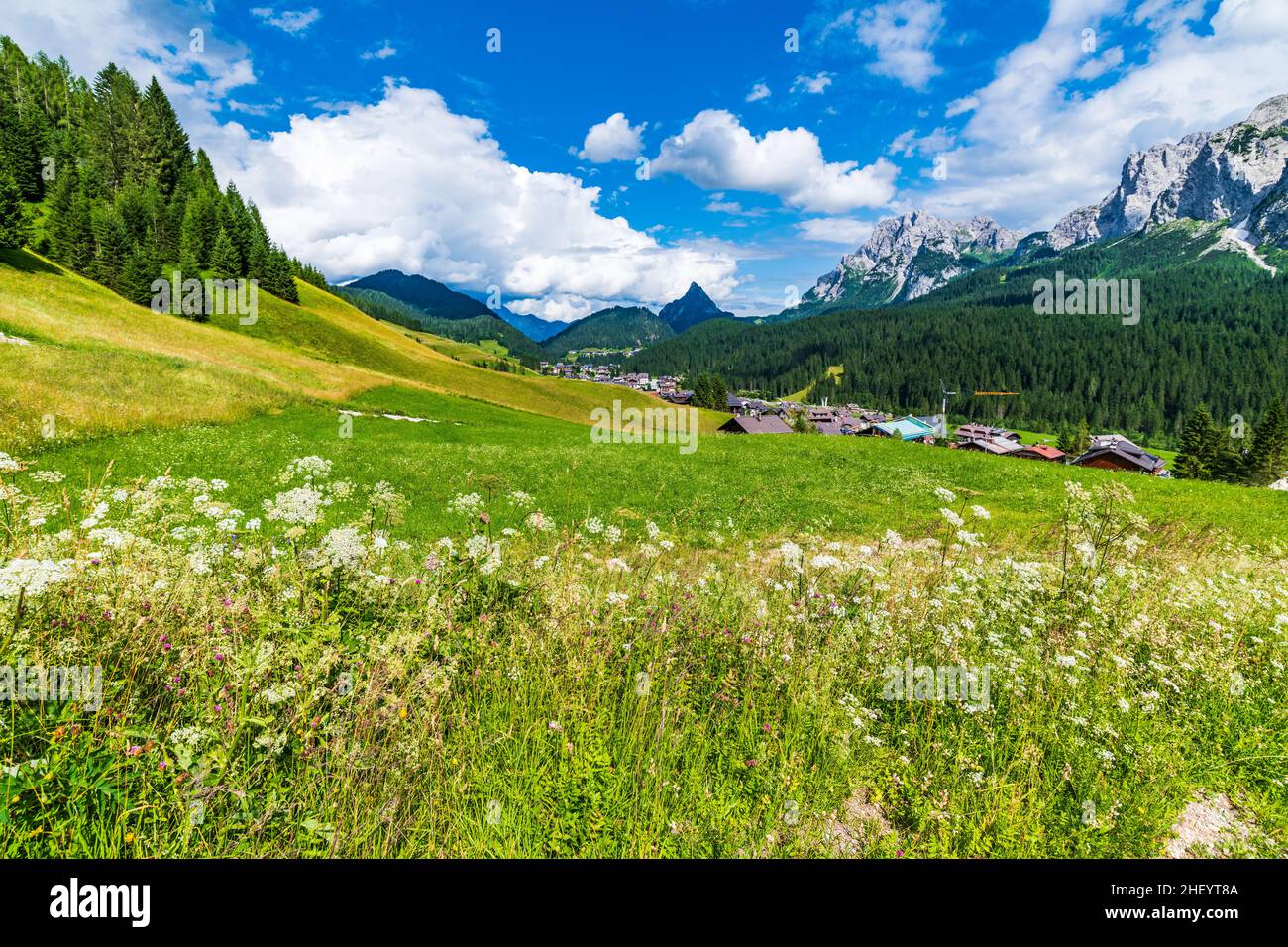Summer among the paths, waterfalls and the villages of Sappada Stock ...