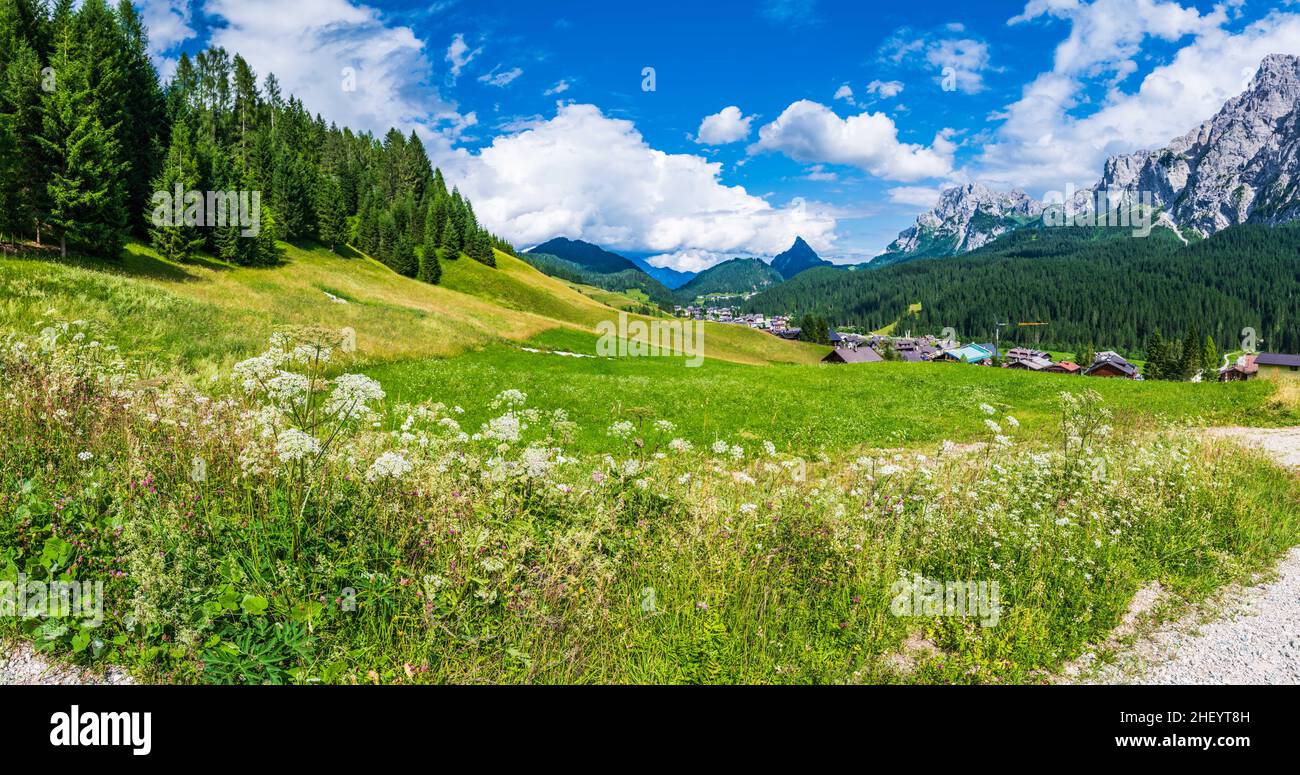 Summer among the paths, waterfalls and the villages of Sappada Stock ...