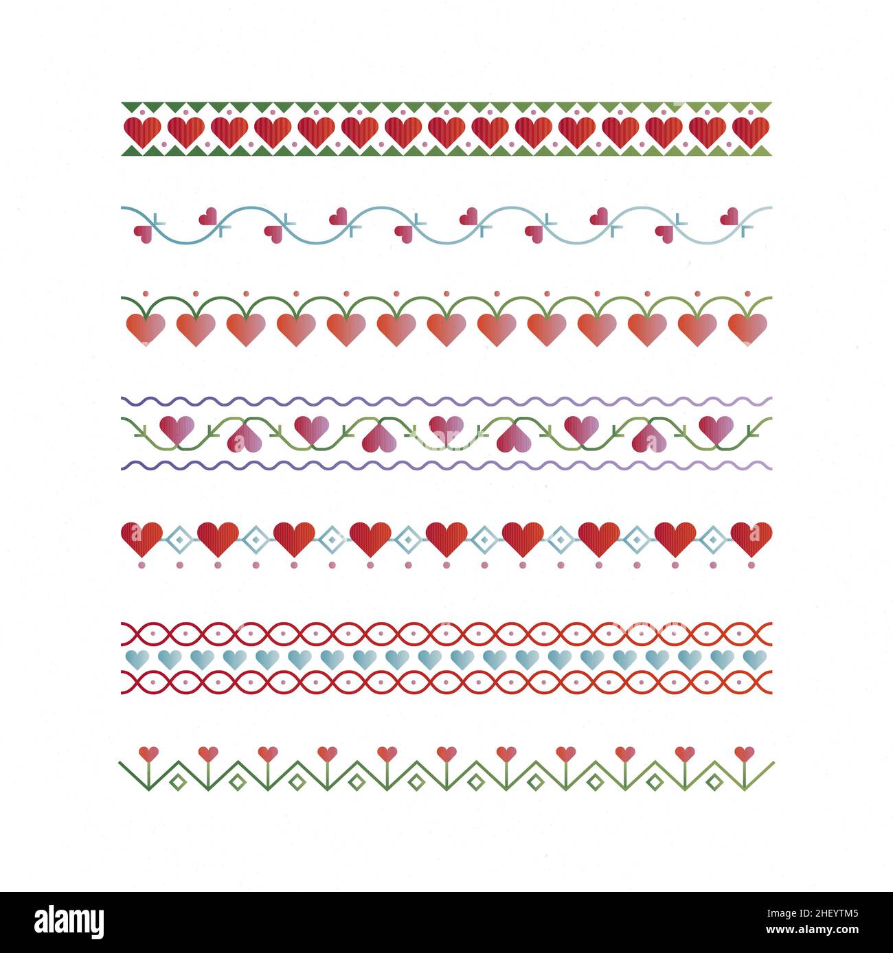 Hand drawn flat design hearts border and frame Vector illustration ...